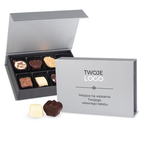 Bombonierka firmowa Chocolate Box Mini Silver z Twoim logotypem